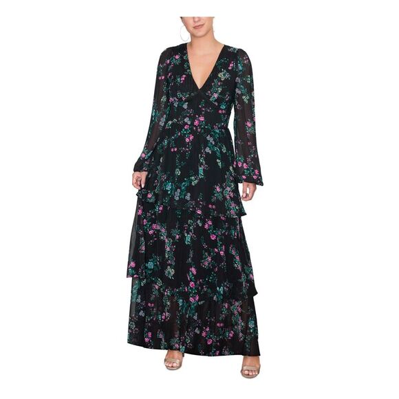 RACHEL Rachel Roy | Dresses | Rachel Rachel Roy Womens Black Lined Skirt Long Sleeve Maxi Sheath ...
